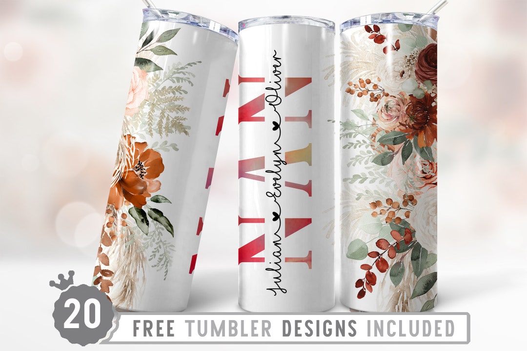 20oz Nan Skinny Tumbler Sublimation Png, Mom, Mother Day, Roses ...