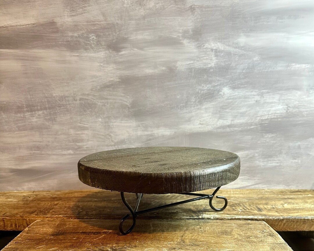 Rustic Round Wood Riser With Metal Feet - Etsy
