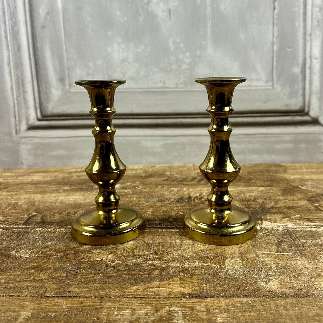 Pair of Vintage Solid Brass Candlesticks Made in England - Etsy