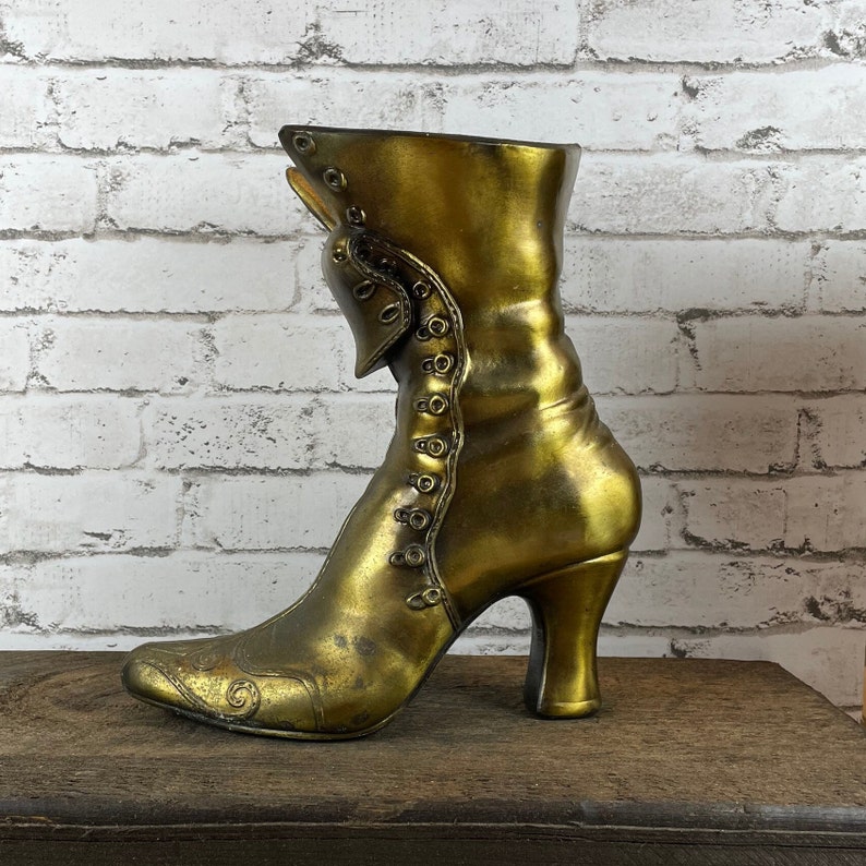 Vintage Brass Victorian Boot Planter Boot Vase - Etsy