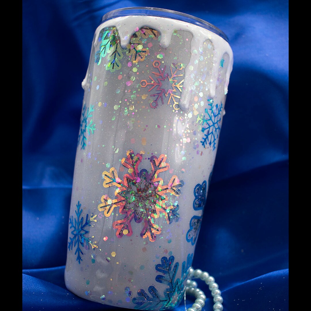 Peek-a-boo Snowflake Tumbler With Snow Drips - Unique Winter Drinkware ...