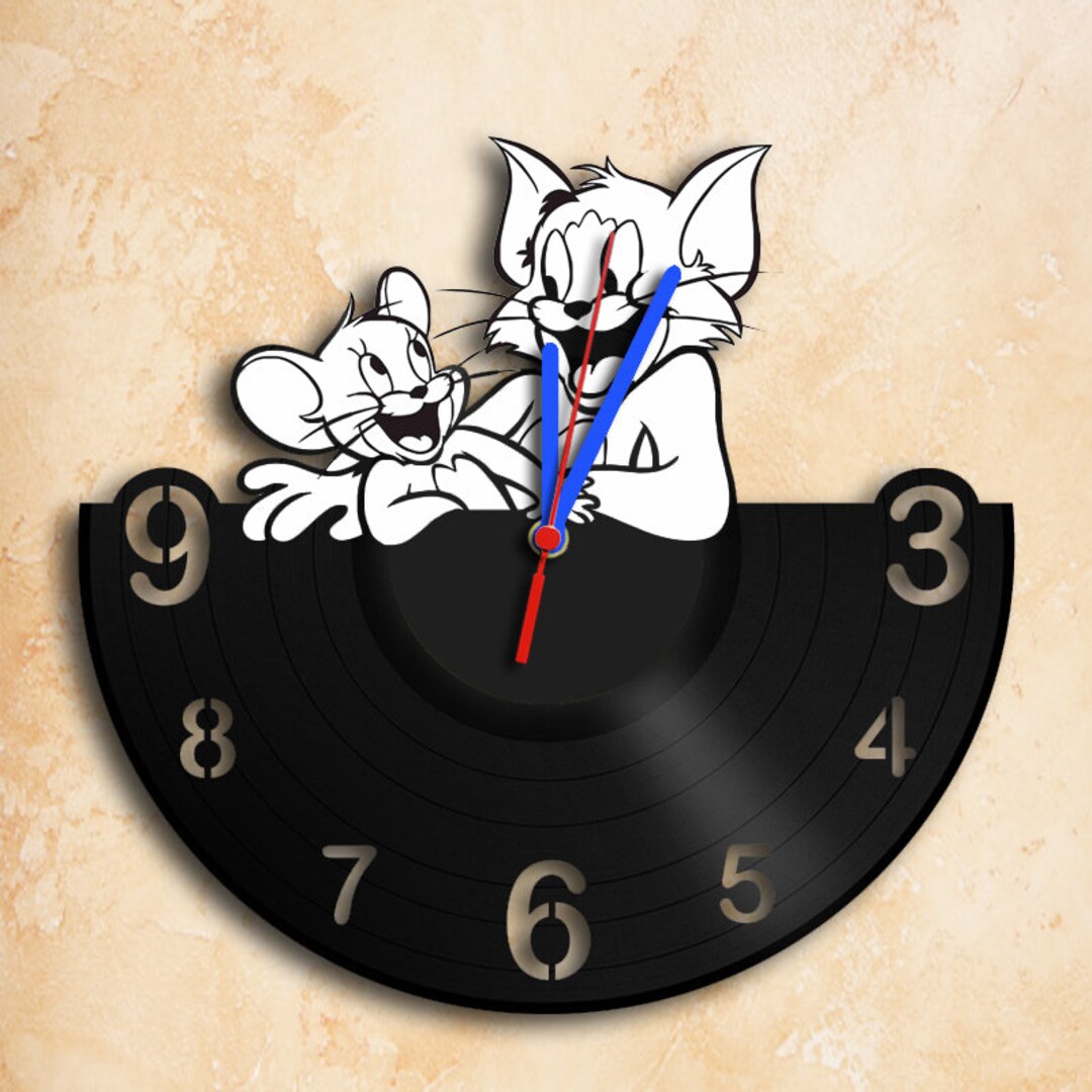Tom & Jerry Vinyl Record Wall Clock: Handmade Upcycled Art - Etsy