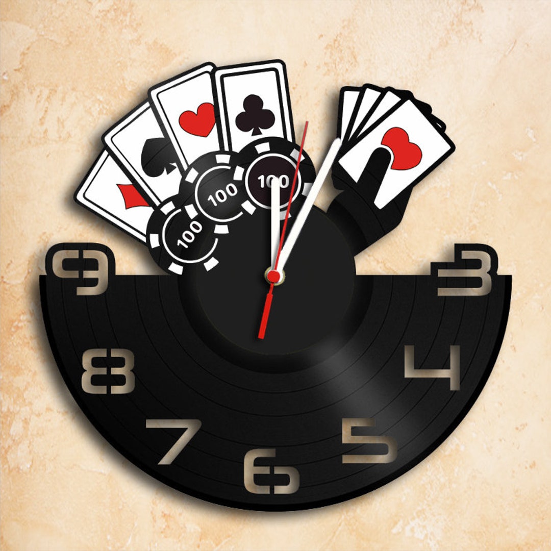 Poker Vinyl Record Wall Clock, Handmade Card Game Decor - Etsy UK