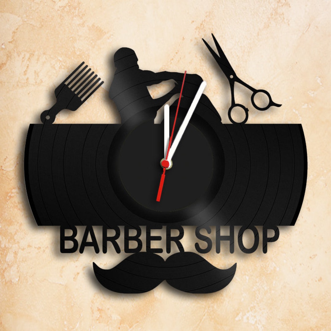 Barber Shop Wall Clock Vinyl Record Clock Handmade - Etsy