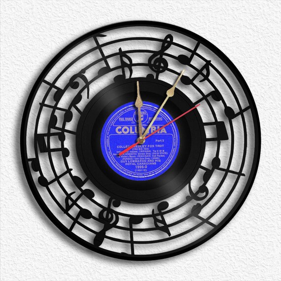 Music Notes Wall Clock Vinyl Record Clock Best Gift Handmade | Etsy