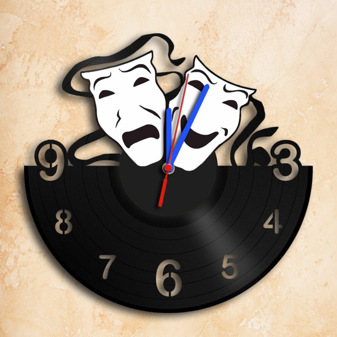 Comedy Drama Masks Vinyl Record Clock, Handmade Wall Art - Etsy