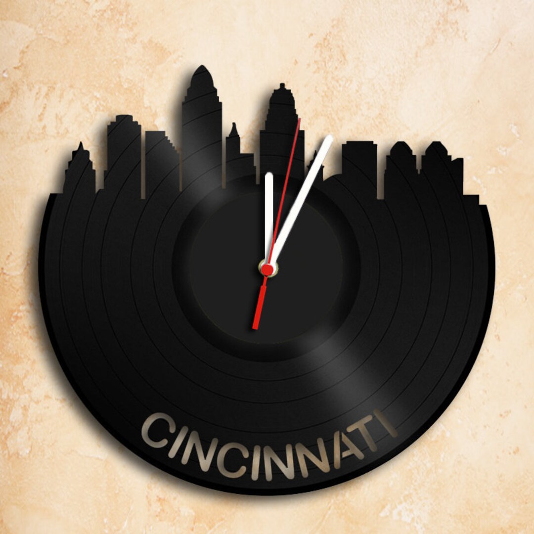 Cincinnati Skyline Vinyl Record Clock Handmade - Etsy