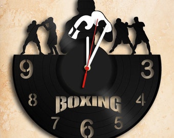 Boxing Vinyl Record Large Wall Clock Gym Decor for Home Gym Boxing Wall ...