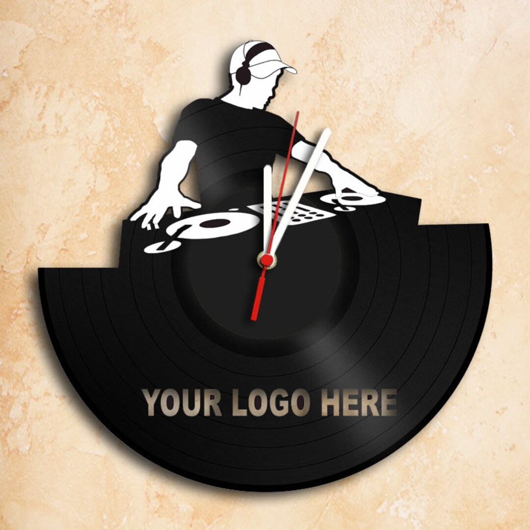 DJ With Your Logo Wall Clock Vinyl Record Clock Best Gift Handmade - Etsy