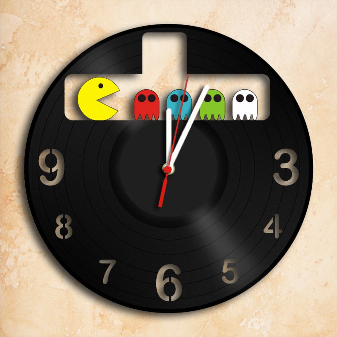 Pac-man Vinyl Record Clock, Handmade Gamer Gift - Etsy