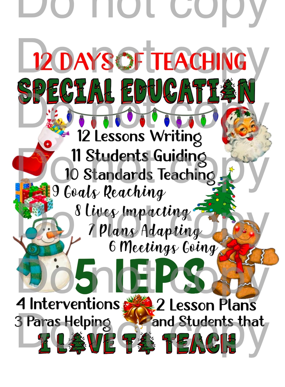 12 Days of Christmas for Special Education Teacher - Etsy