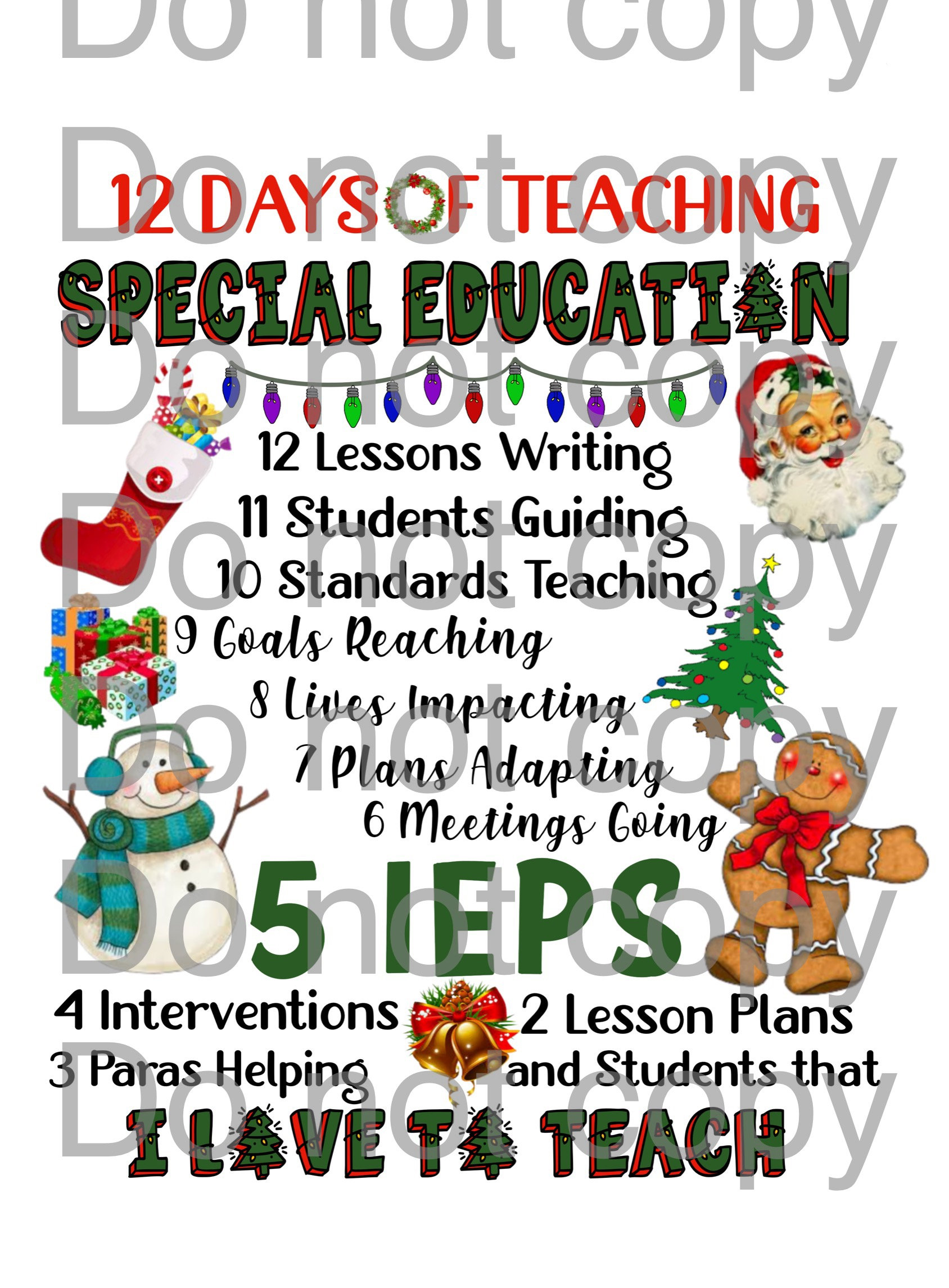 12 Days of Christmas for Special Education Teacher - Etsy