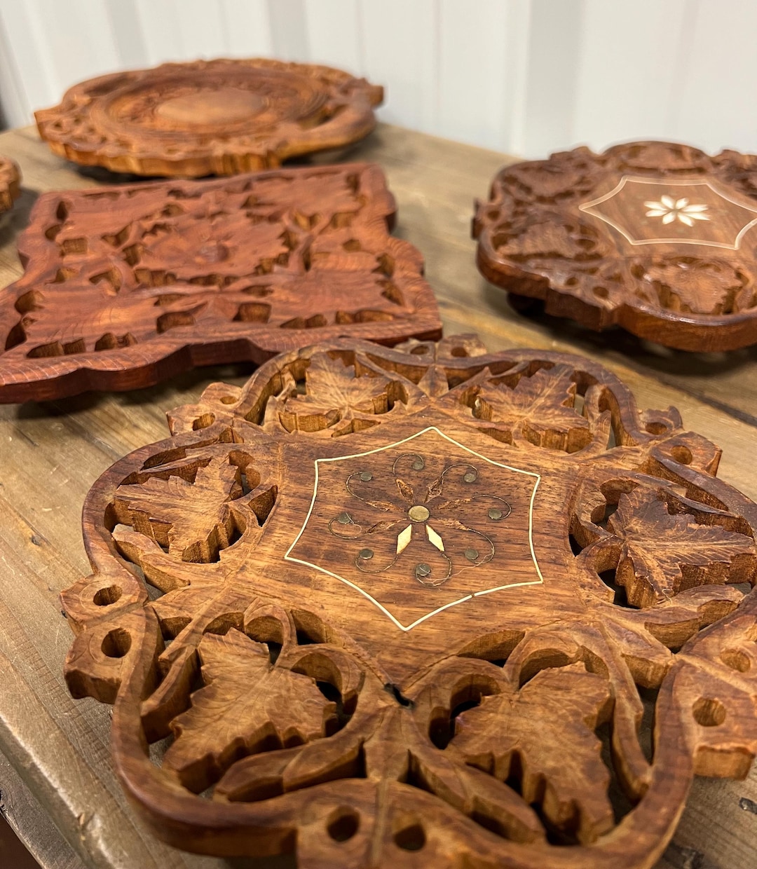 Assorted Vintage Wood Trivets | Sold Separately | Hand-carved Made in ...