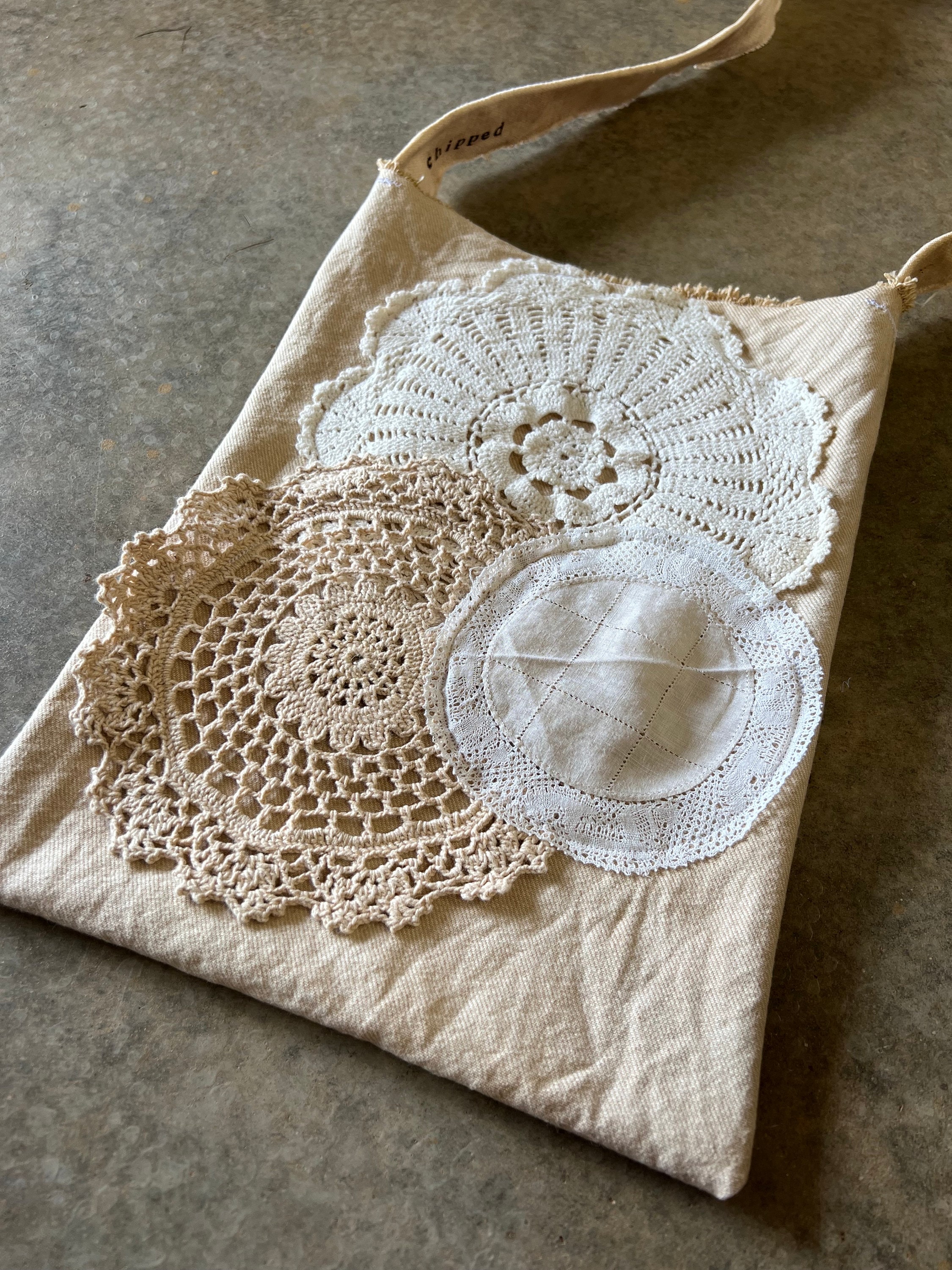 Doily Patch Crossbody Bag With Pockets Handmade Bag - Etsy