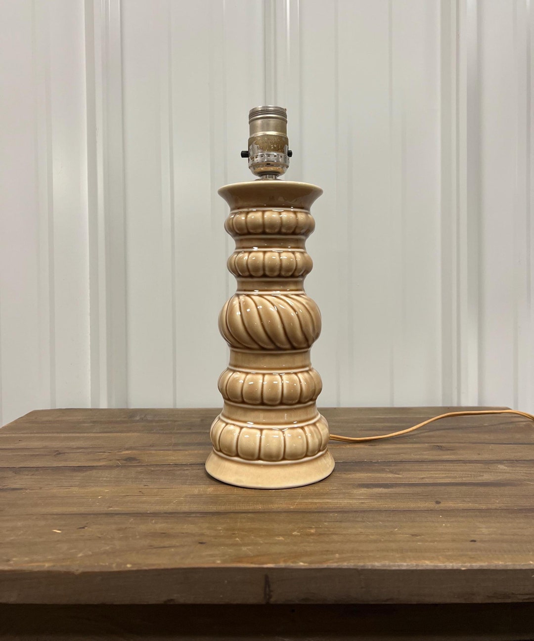 Vintage Brown Ceramic Table Lamp | Vintage Decorative Lamp | Mid-century Style Neutral Home ...