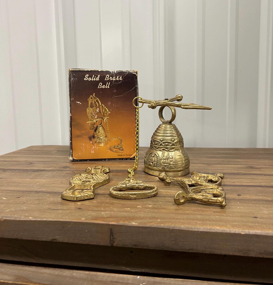 Vintage Brass Hanging Bell Door Knocker | Ornate Decorative Solid Brass ...