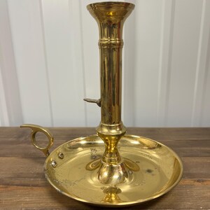 Vintage Brass Chamberstick With Finger Loop and Adjustable Push-up ...
