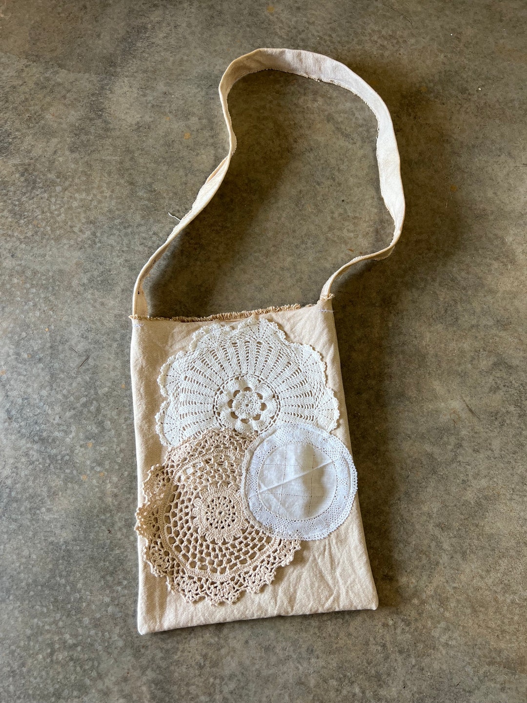 Doily Patch Crossbody Bag With Pockets Handmade Bag - Etsy