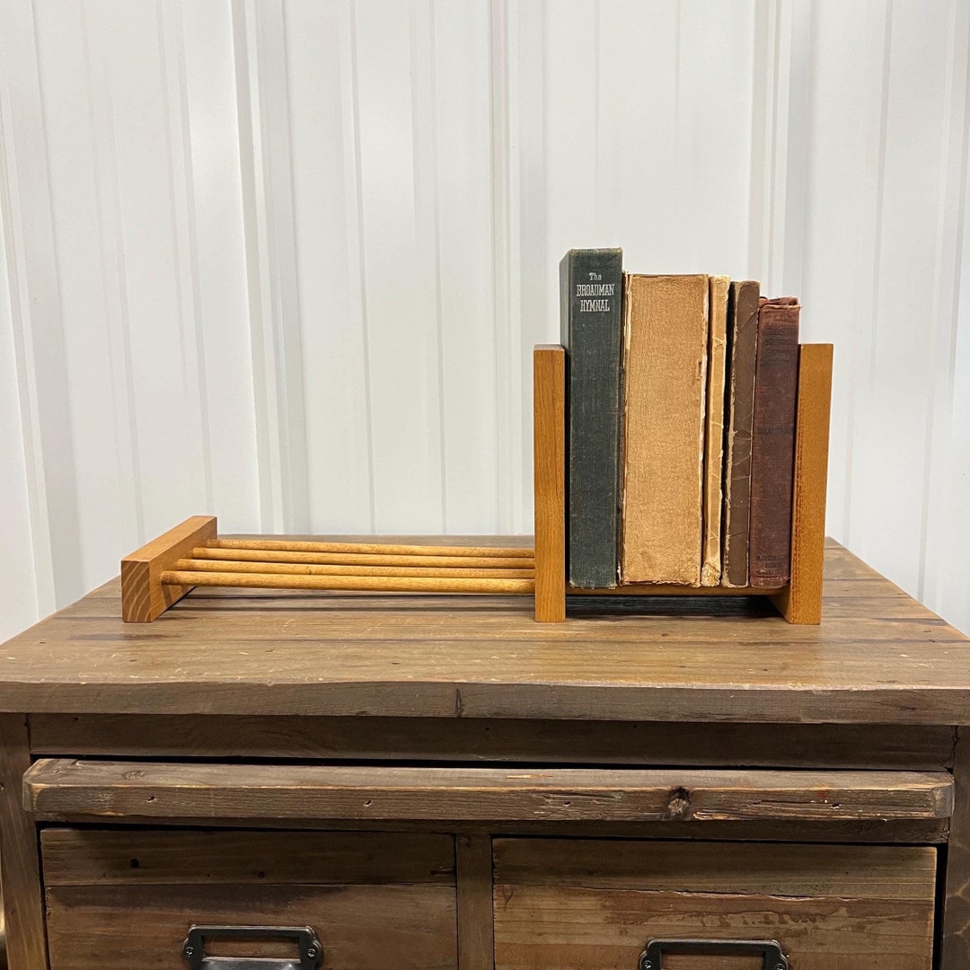 Vintage Mid-century Sliding Book Rack Vintage Solid Wood Book Shelf ...