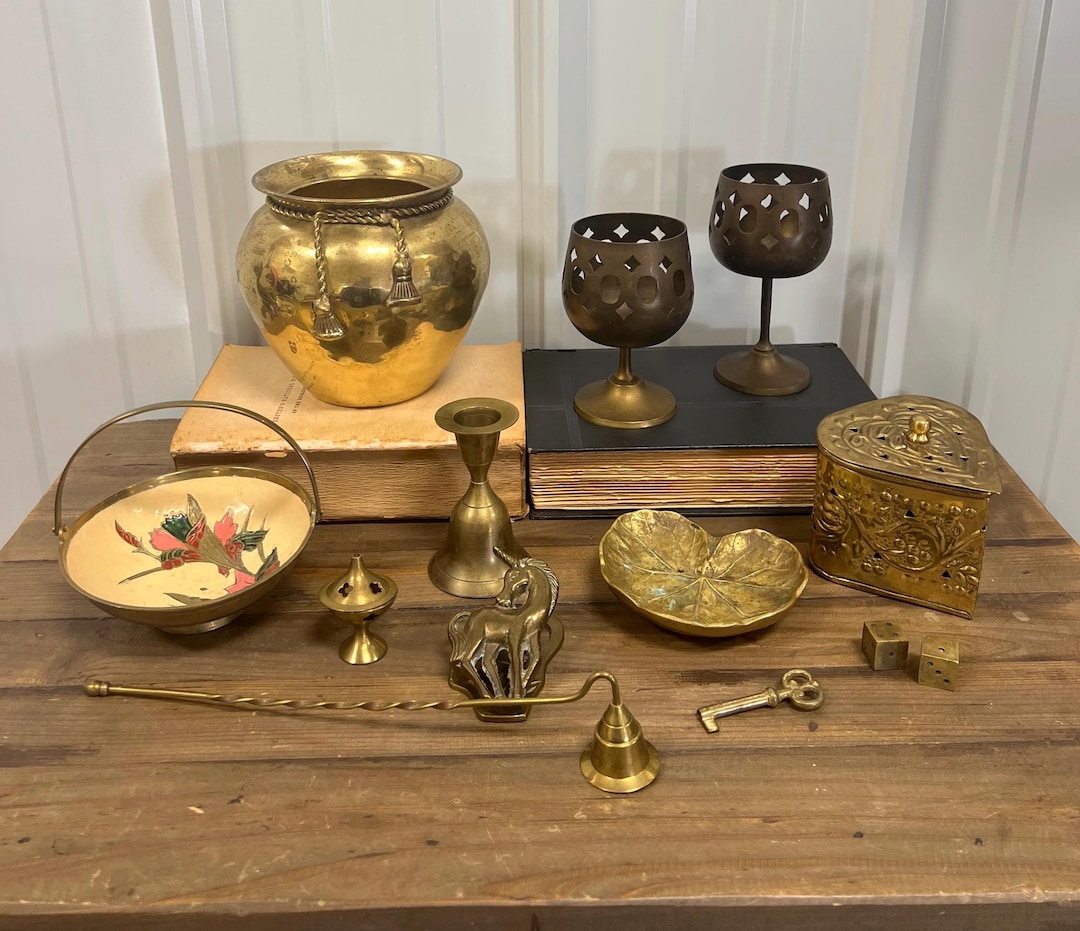 Assorted Vintage Brass Trinkets Candleholders and Dishes Mix & Match ...