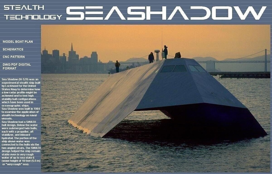 LSS Sea Shadow RC Model Boat Plans Pattern CNC Routerlaser Scrollsaw - Etsy