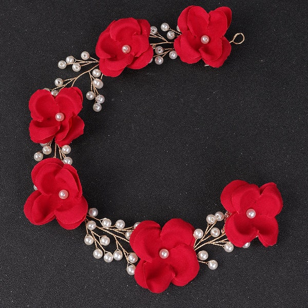 Red Rose Headband Etsy