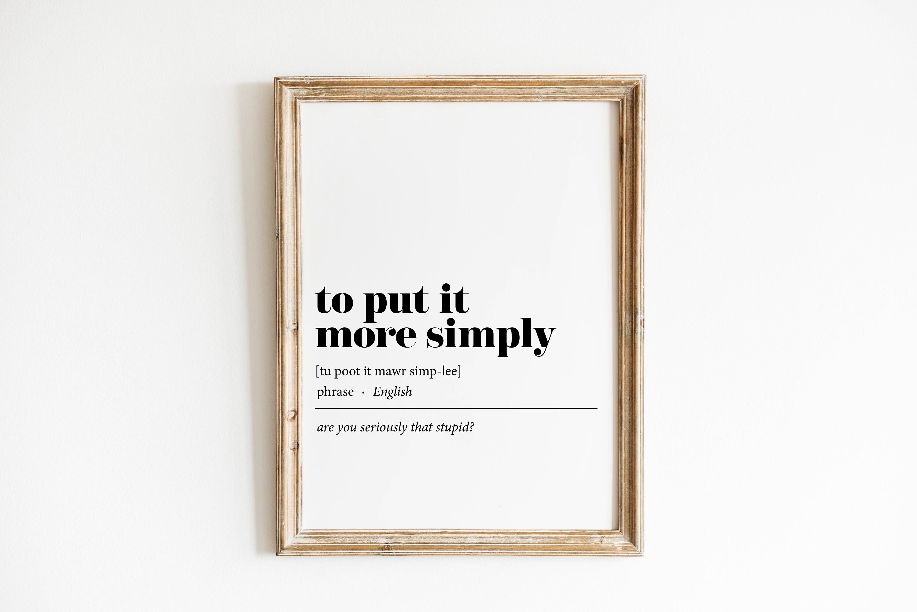 To Put It More Simply Definition Funny Home Office Decor Printable JPEG ...