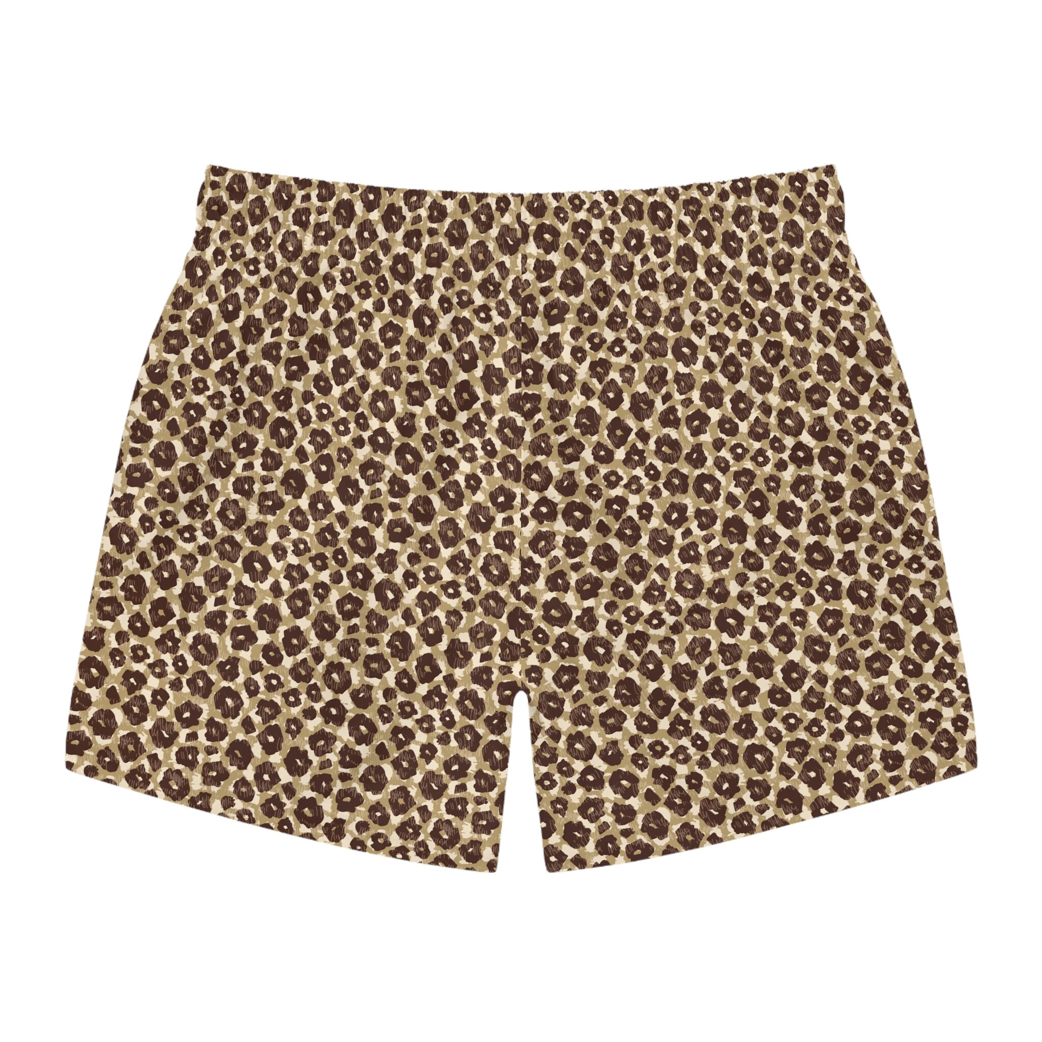 Leopard Brown Tan Leopard Animal Print Men's Swim Trunks Swimsuit ...
