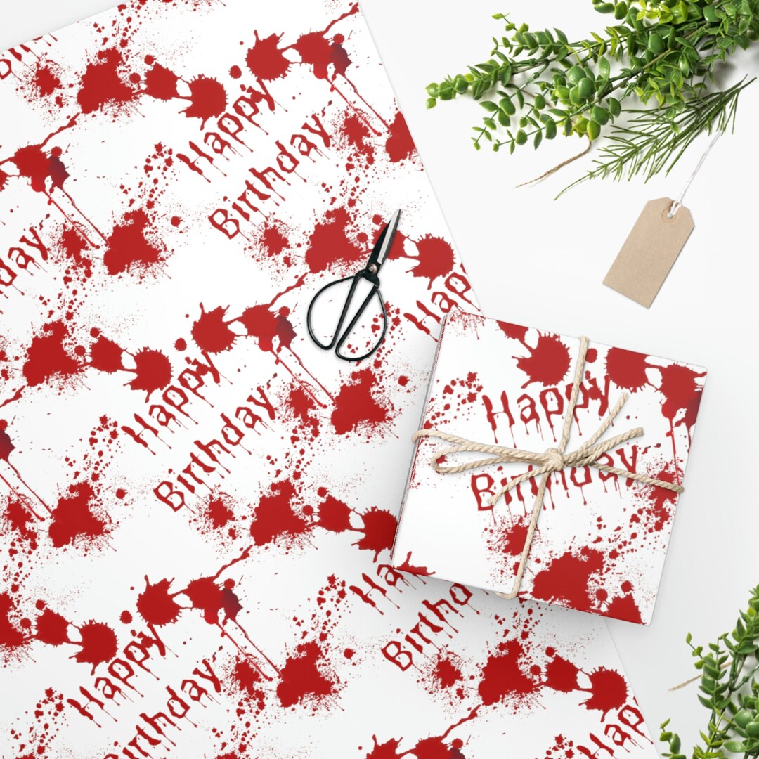 Bloody Horror Happy Birthday Wrapping Paper Sheets Scary - Etsy