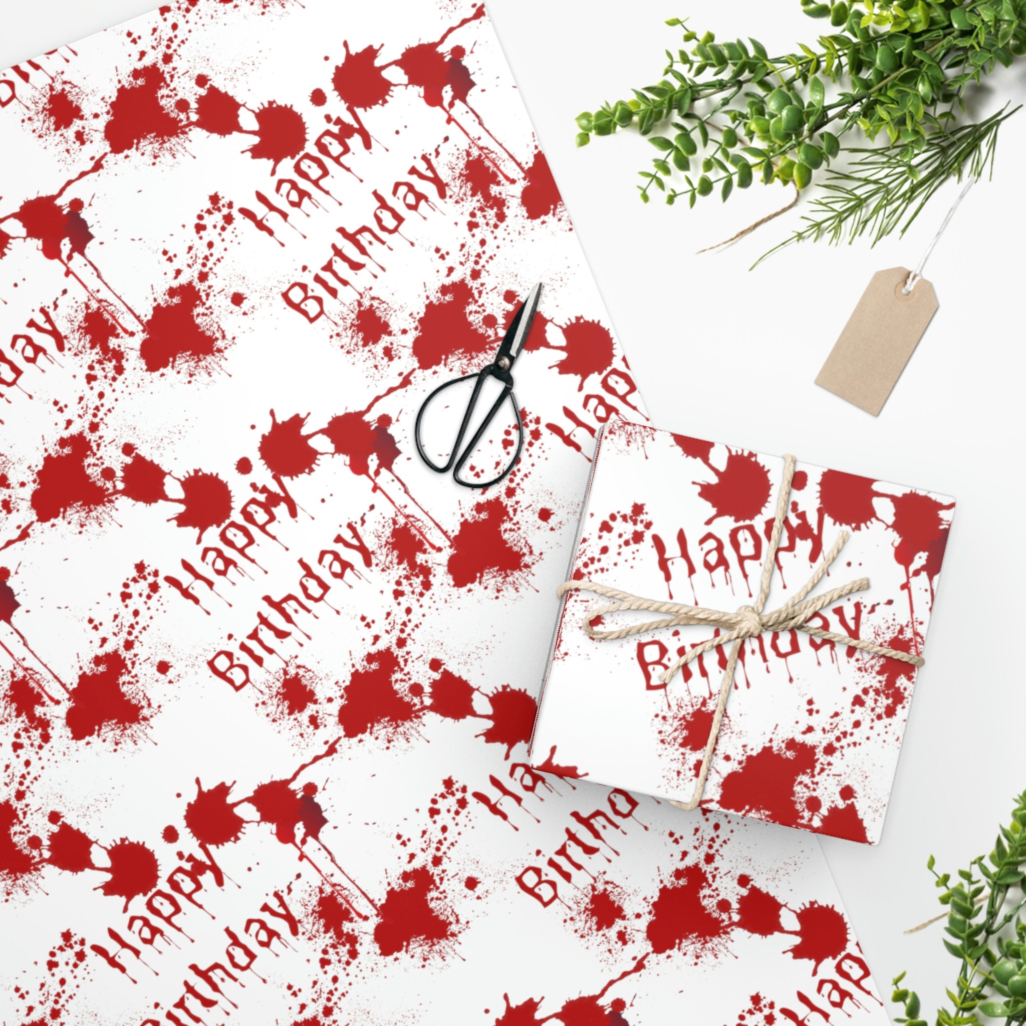 Bloody Horror Happy Birthday Wrapping Paper Sheets Scary - Etsy