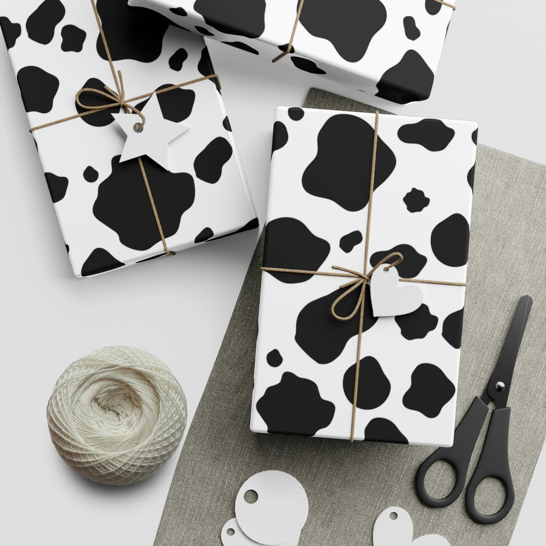 Cow Print Gift Wrapping Paper Sheet 1pcs Black and White Cow - Etsy