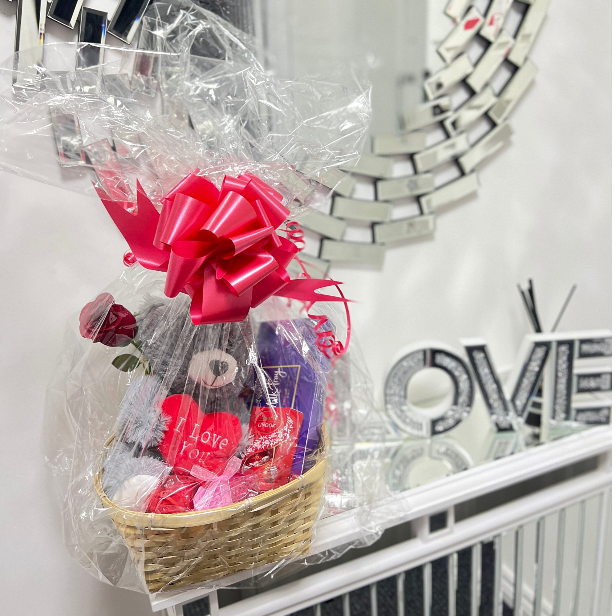 Teddy Bear Hamper - 25cm Soft Plush Bear, Chocolates, Candles, Rose and ...