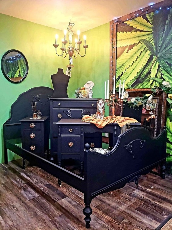 Soldromantic Antique Black Bedroom Set Etsy UK