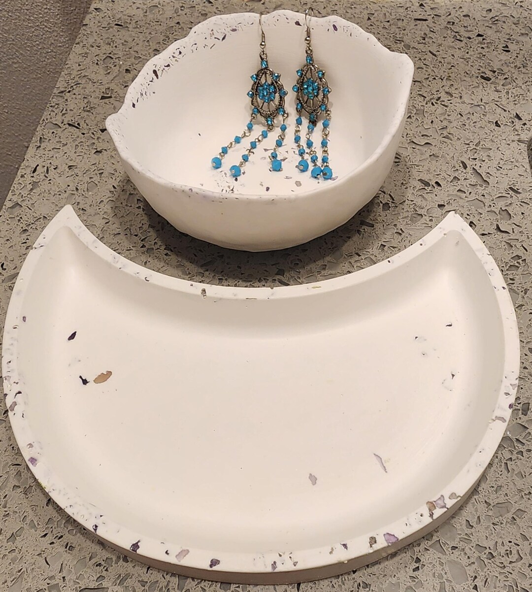 Purple Amethyst Chip Encrusted Moon Trinket Dish and Accessory Bowl 2 ...