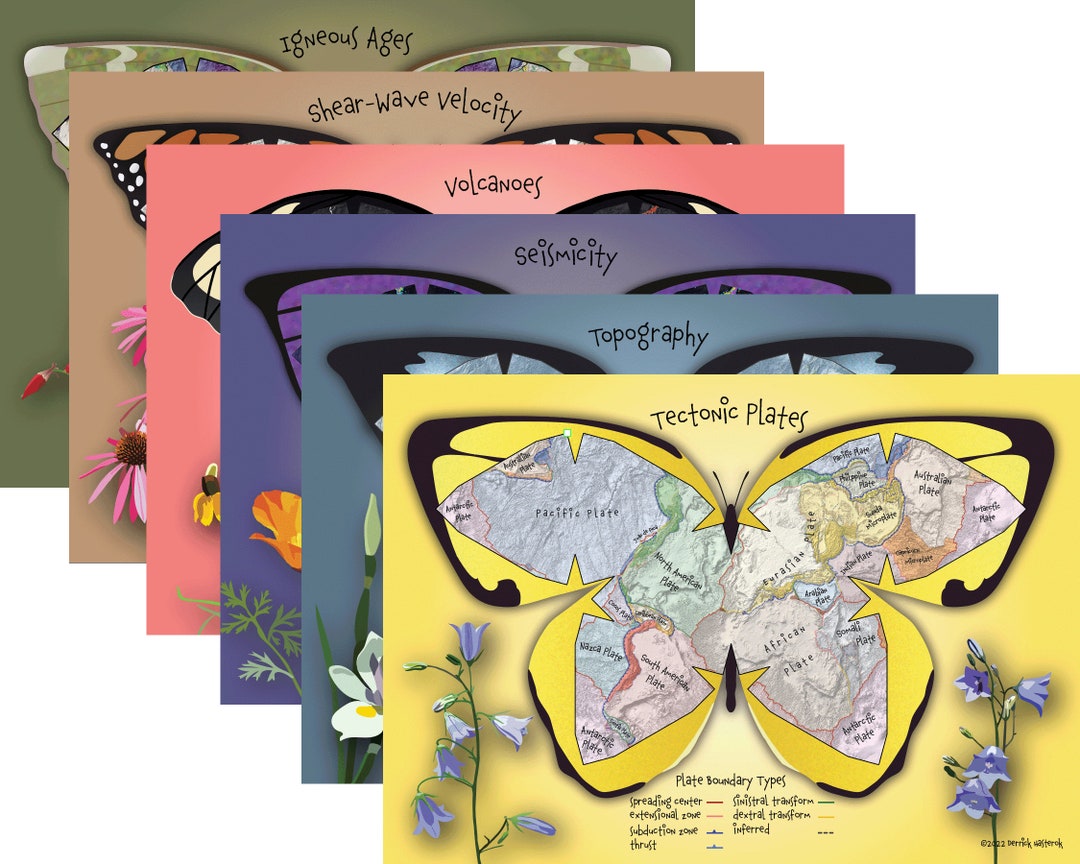 Butterfly Maps of Various Earth Datasets - Etsy