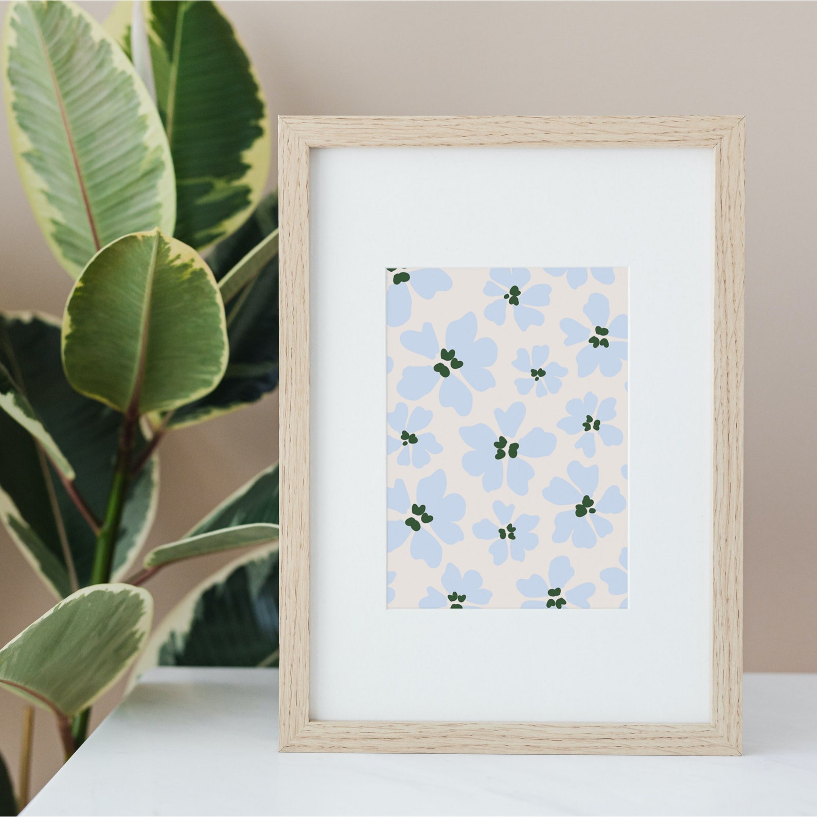 Baby Blue Floral Print: Abstract Flower Poster (digital Download) - Etsy