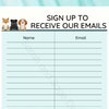 Email Sign up Sheet for Newsletter, Mailing List, Small Business ...