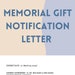 Memorial Gift Letter Template to Notify Family of Gift Made in Memory ...