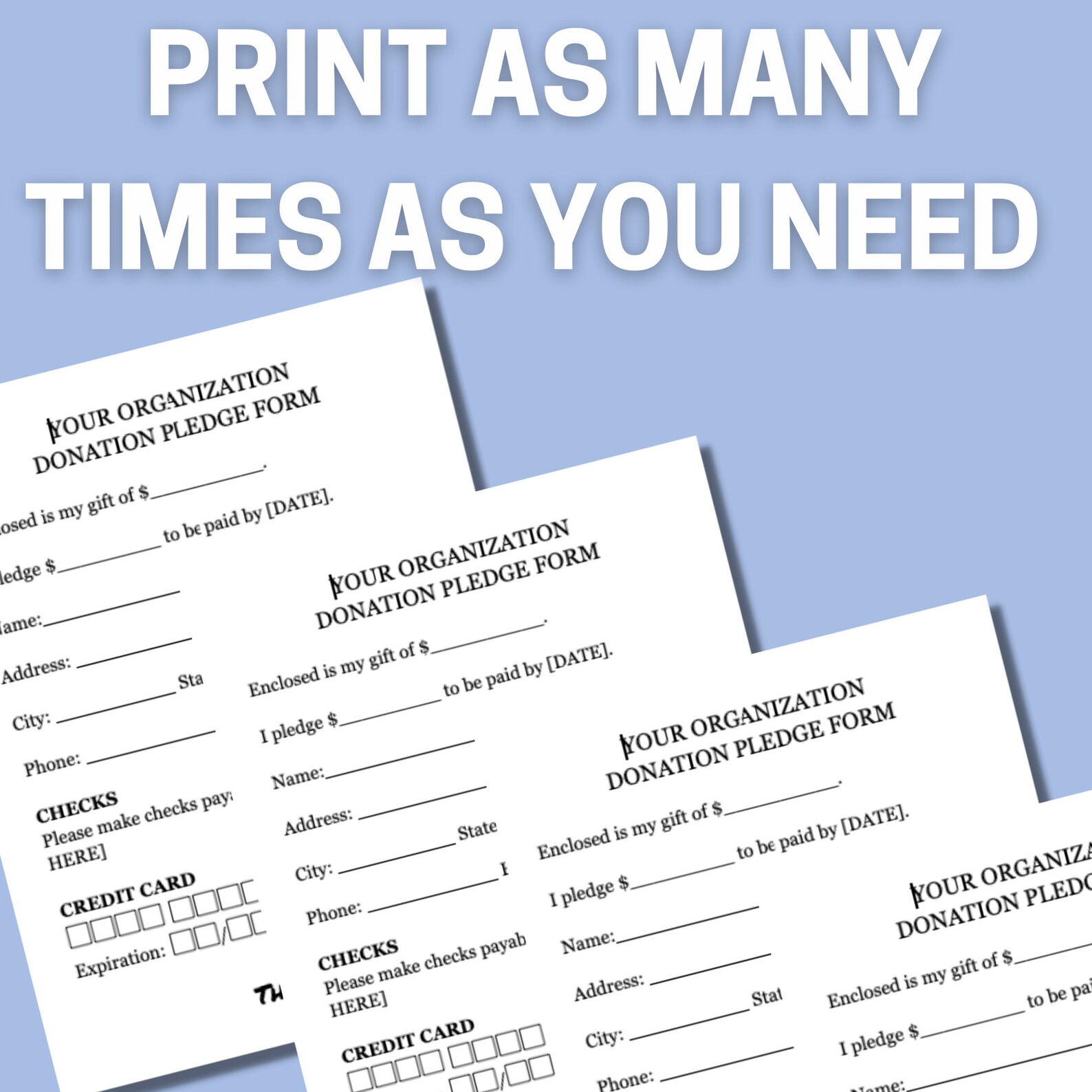 Donation Pledge Form Editable, Printable Donation Flyer, School ...