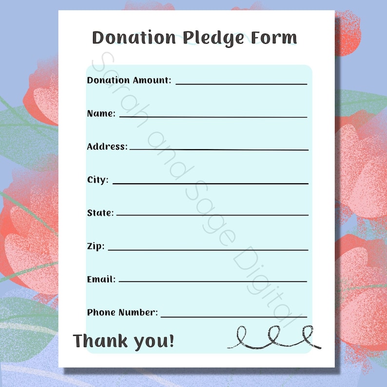 Donation Form Printable, Donation Flyer, Fundraising Form, School ...