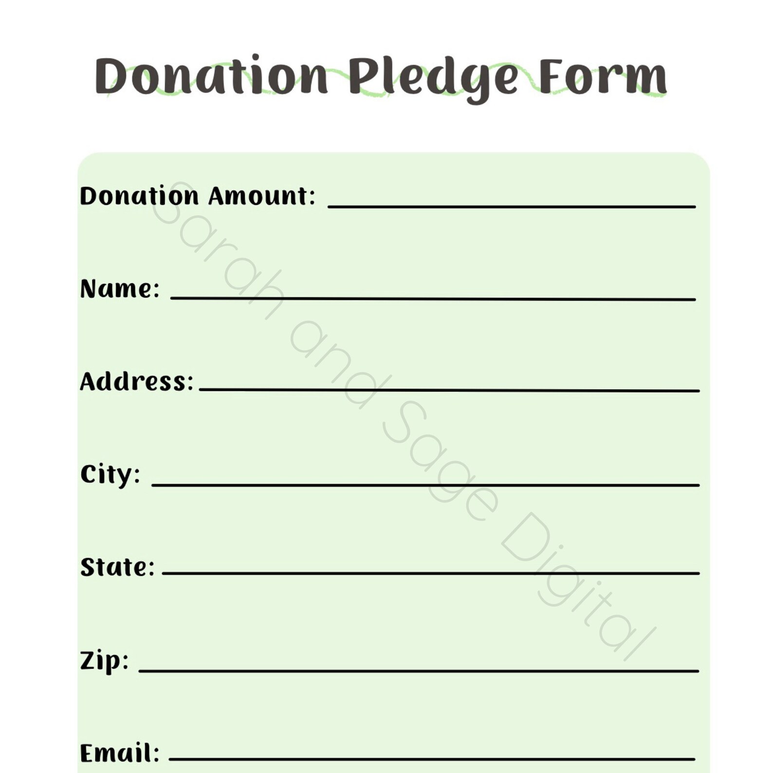 Donation Form Printable, Donation Flyer, Fundraising Form, School ...
