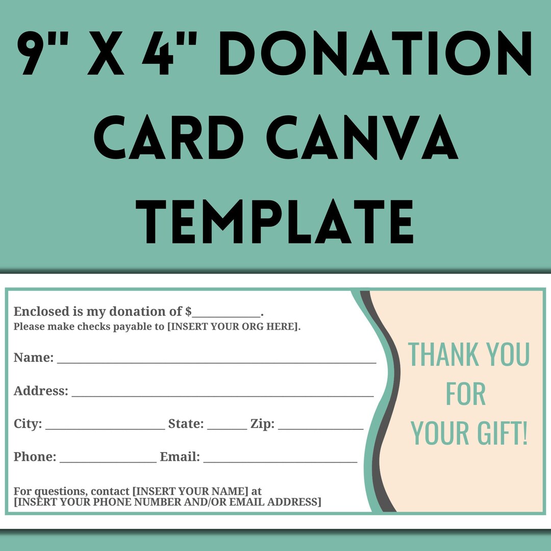 Donation Card Canva Template Editable Printable Donation - Etsy