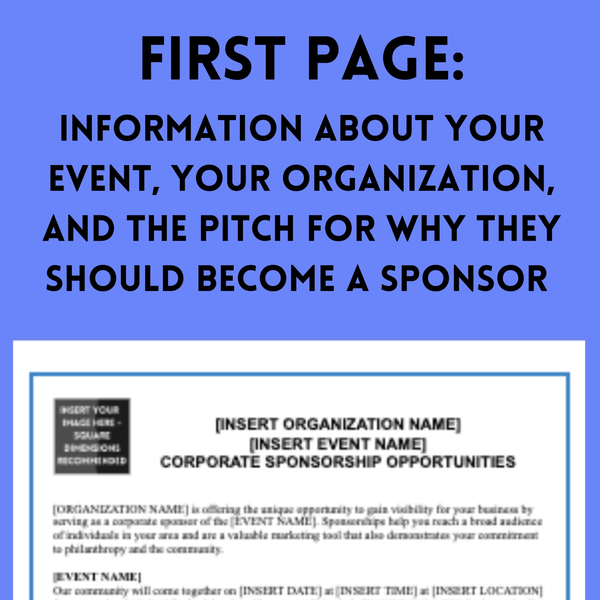 Sponsorship Solicitation Package Template Printable Editable - Etsy