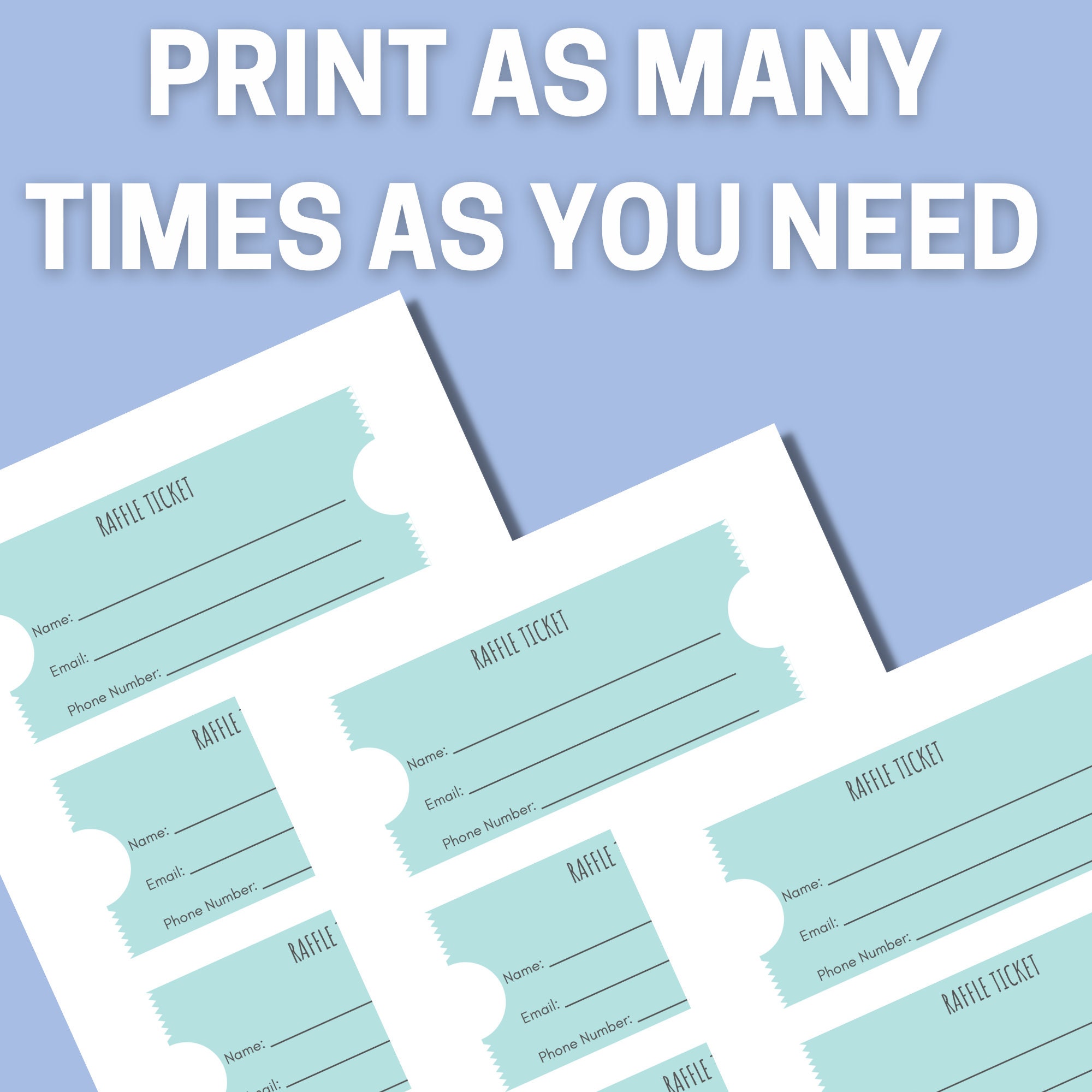 Printable Raffle Tickets, Small Business Giveaway, Tricky Tray, PTA and ...