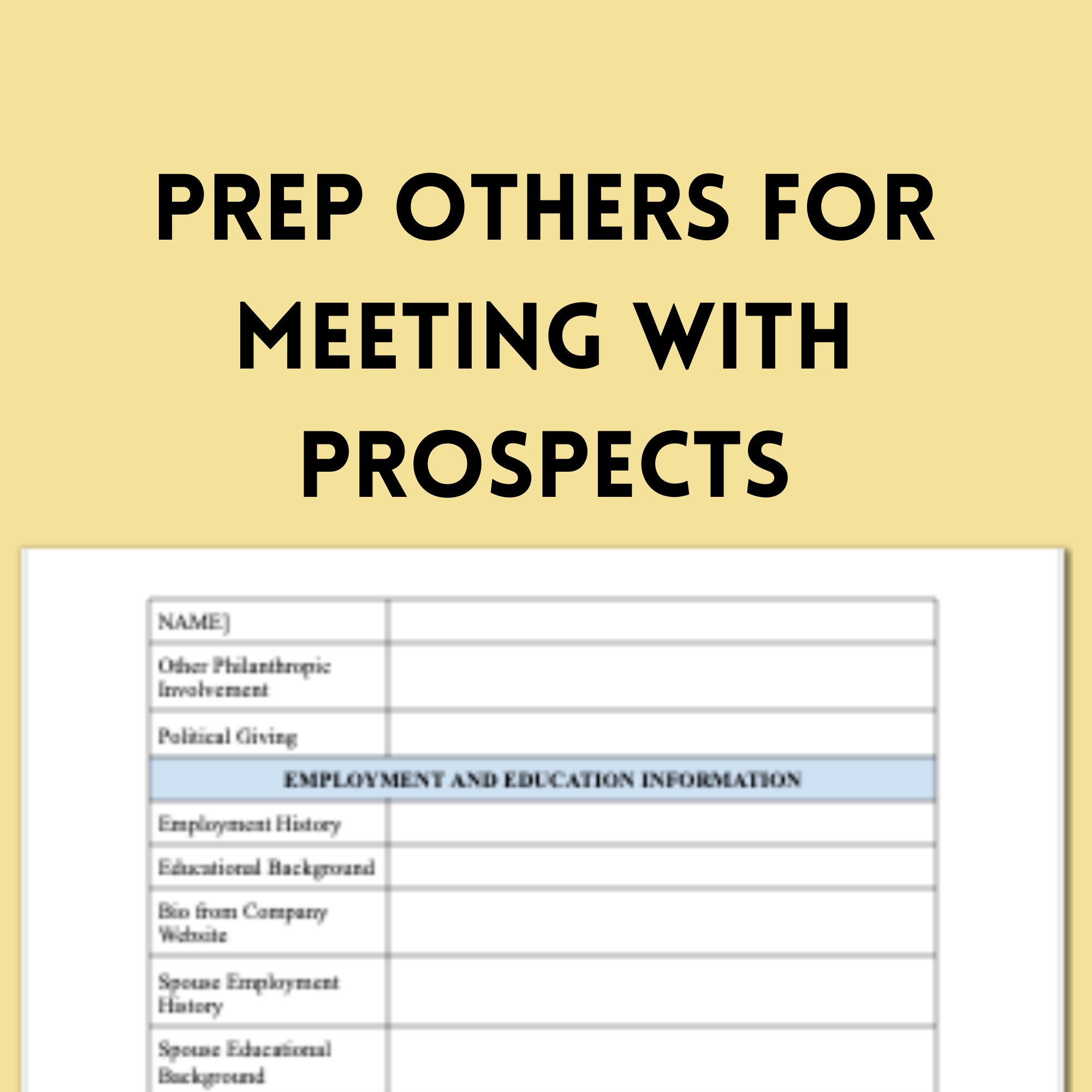 Prospect Research Profile Template, Printable Editable Donor Briefing ...
