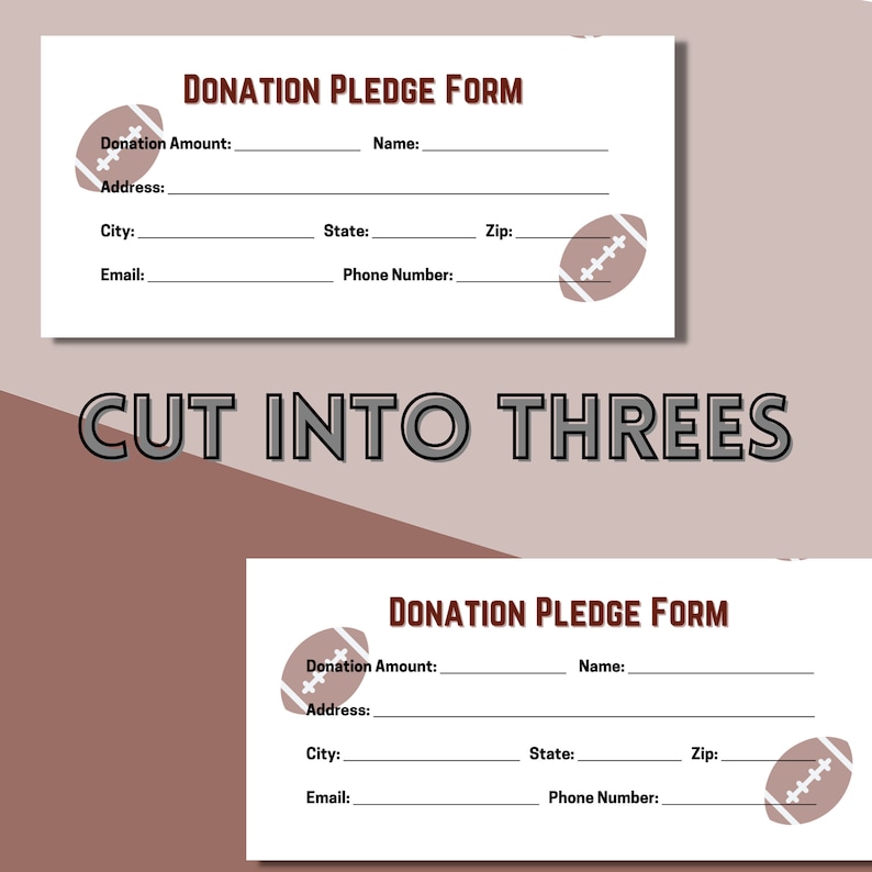Football Team Donation Form 3 per Page, Middle School, High School ...