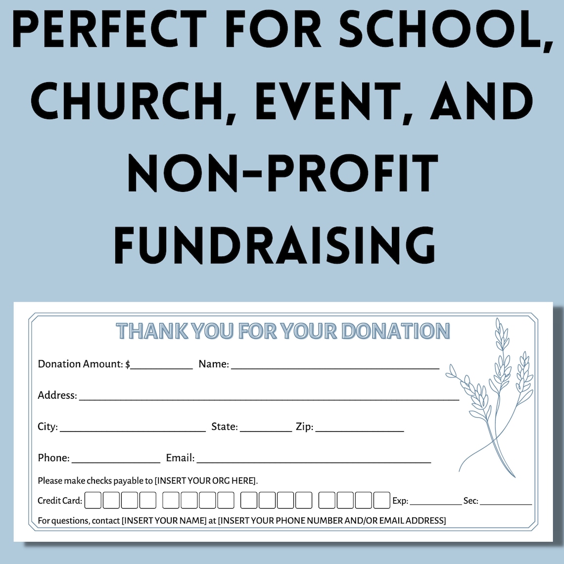 Donation Card Canva Template Editable Printable Donation - Etsy
