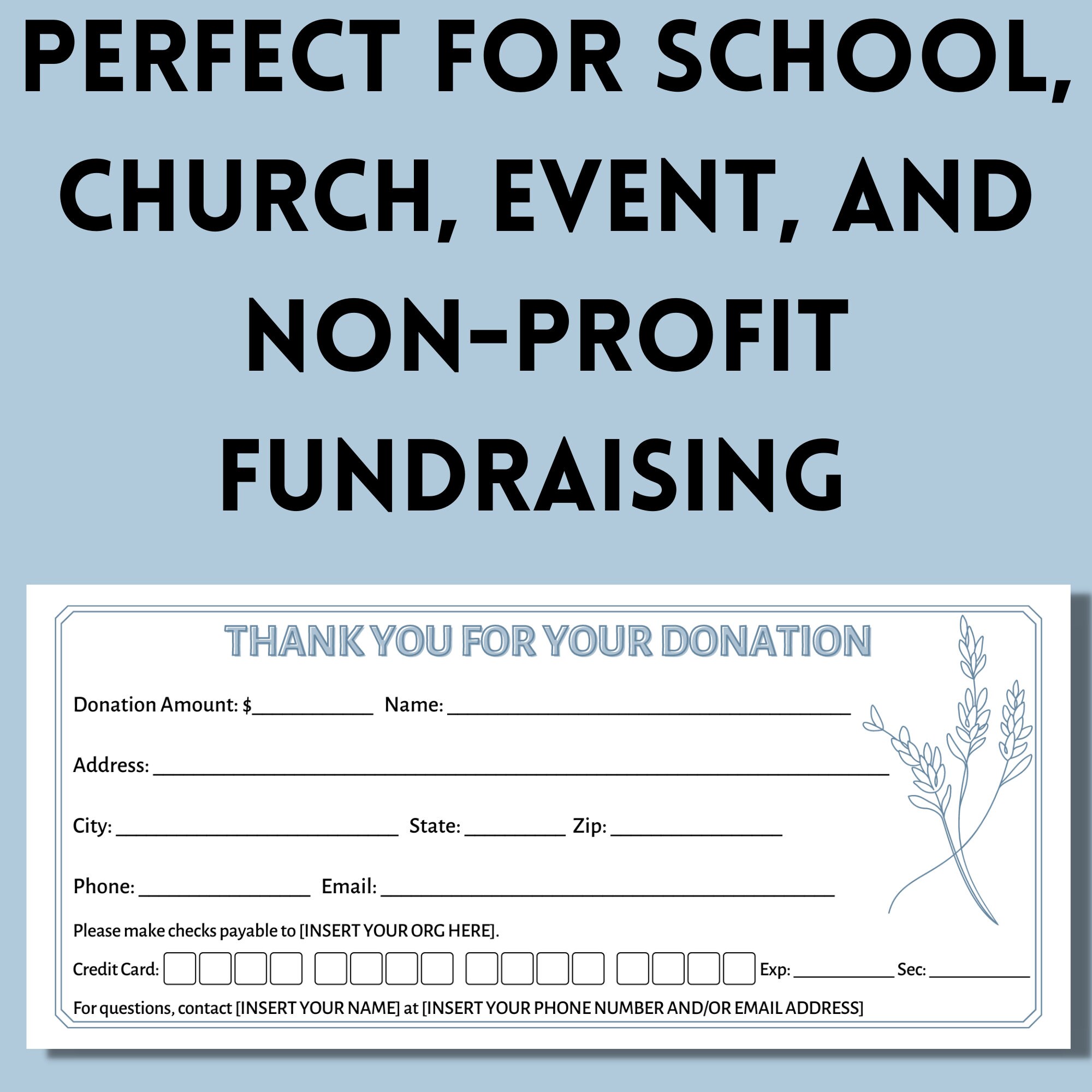 Donation Card Canva Template Editable Printable Donation - Etsy