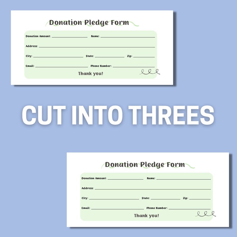 Printable Donation Form With 3 per Page, Donation Flyer, Fundraising ...