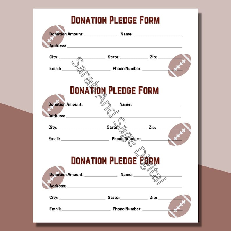 Football Team Donation Form 3 per Page, Middle School, High School ...